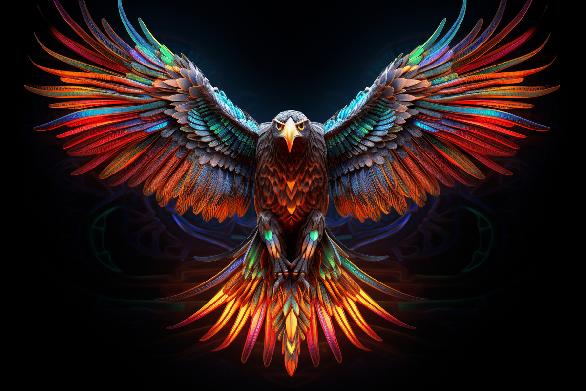 Eagle UV Reactive Wall Hanging | Shamanic Tapestry | Visionary Psyched ...